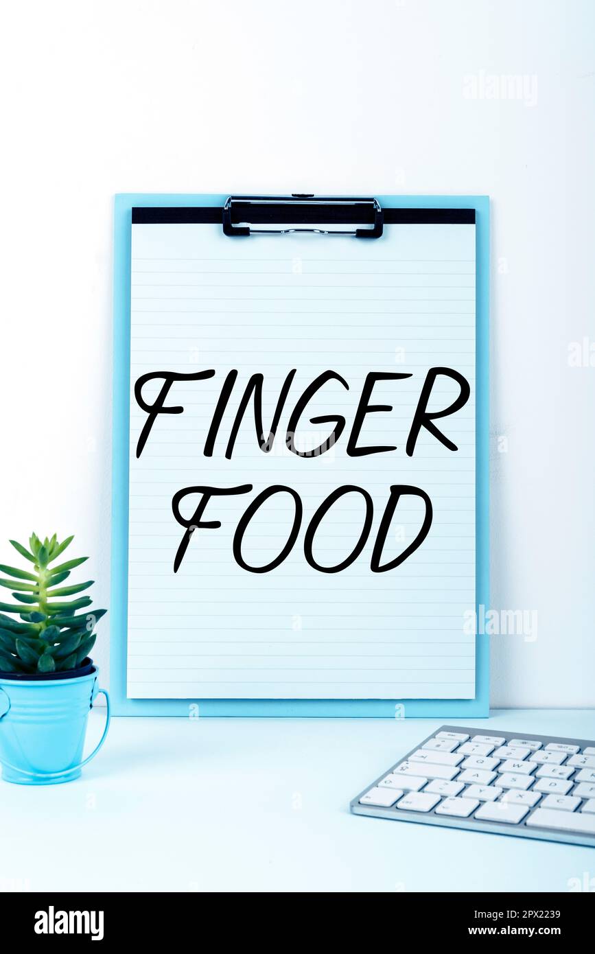 Inspiration showing sign Finger Food, Word Written on products and ...