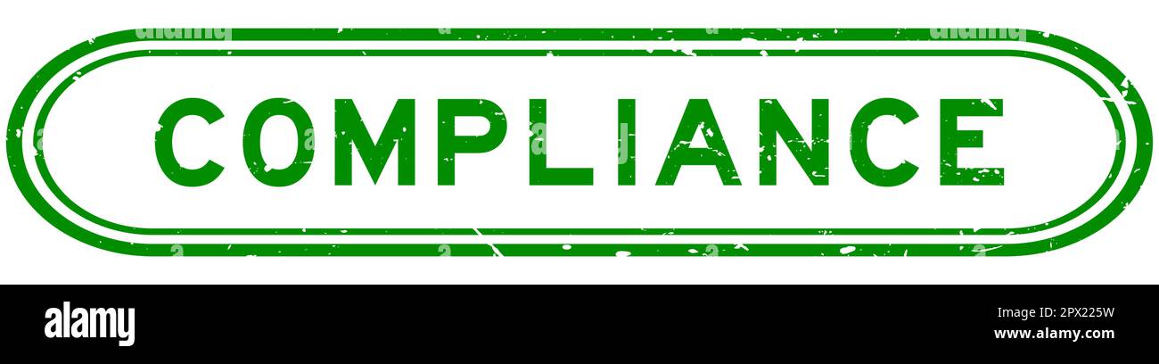 Grunge green compliance word rubber seal stamp on white background ...