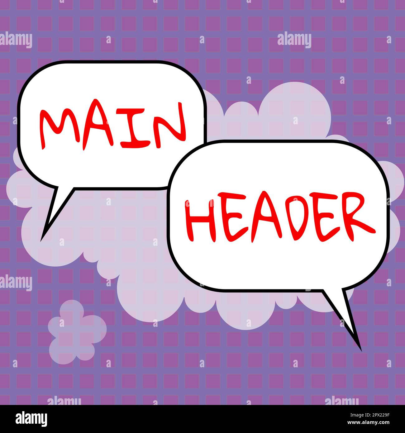 Text caption presenting Main Header, Internet Concept used to display ...