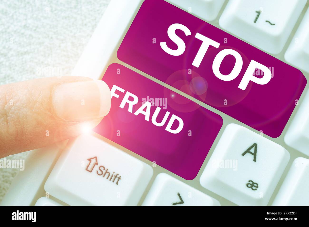 Sign displaying Stop Fraud, Word for campaign advices people to watch ...