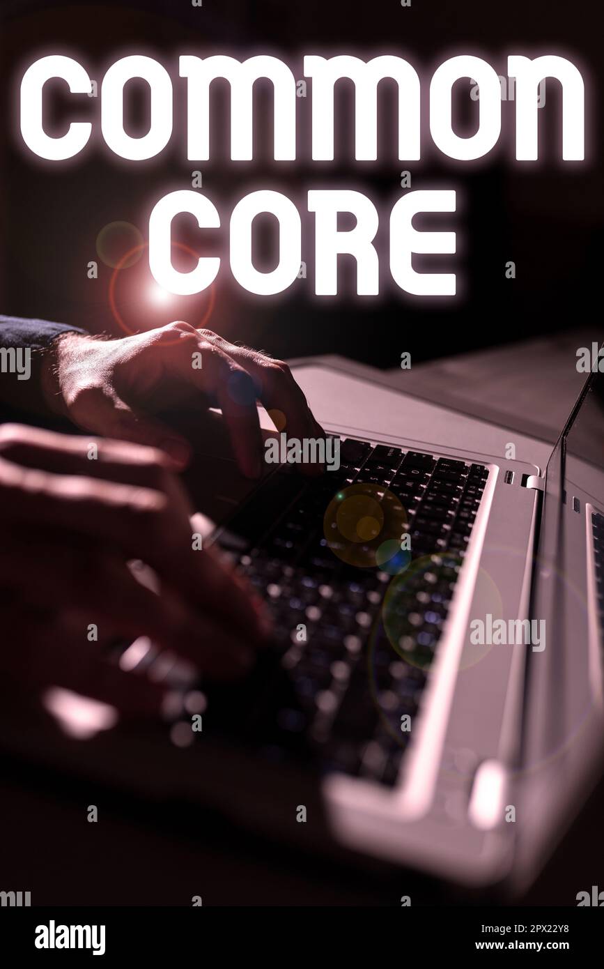 Sign displaying Common Core, Conceptual photo set of academic standards ...