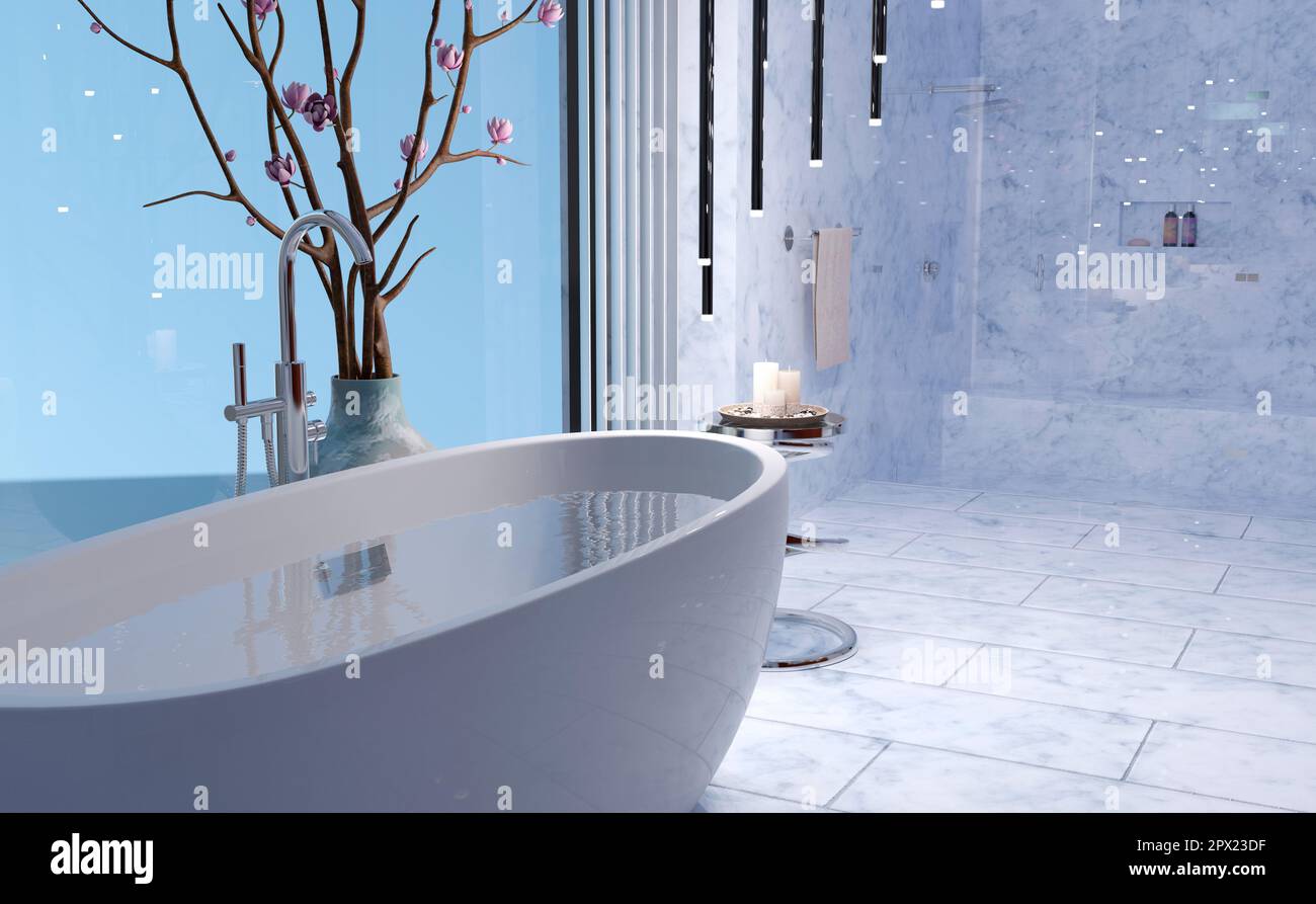 3D rendering of a luxury bathroom interior Stock Photo - Alamy