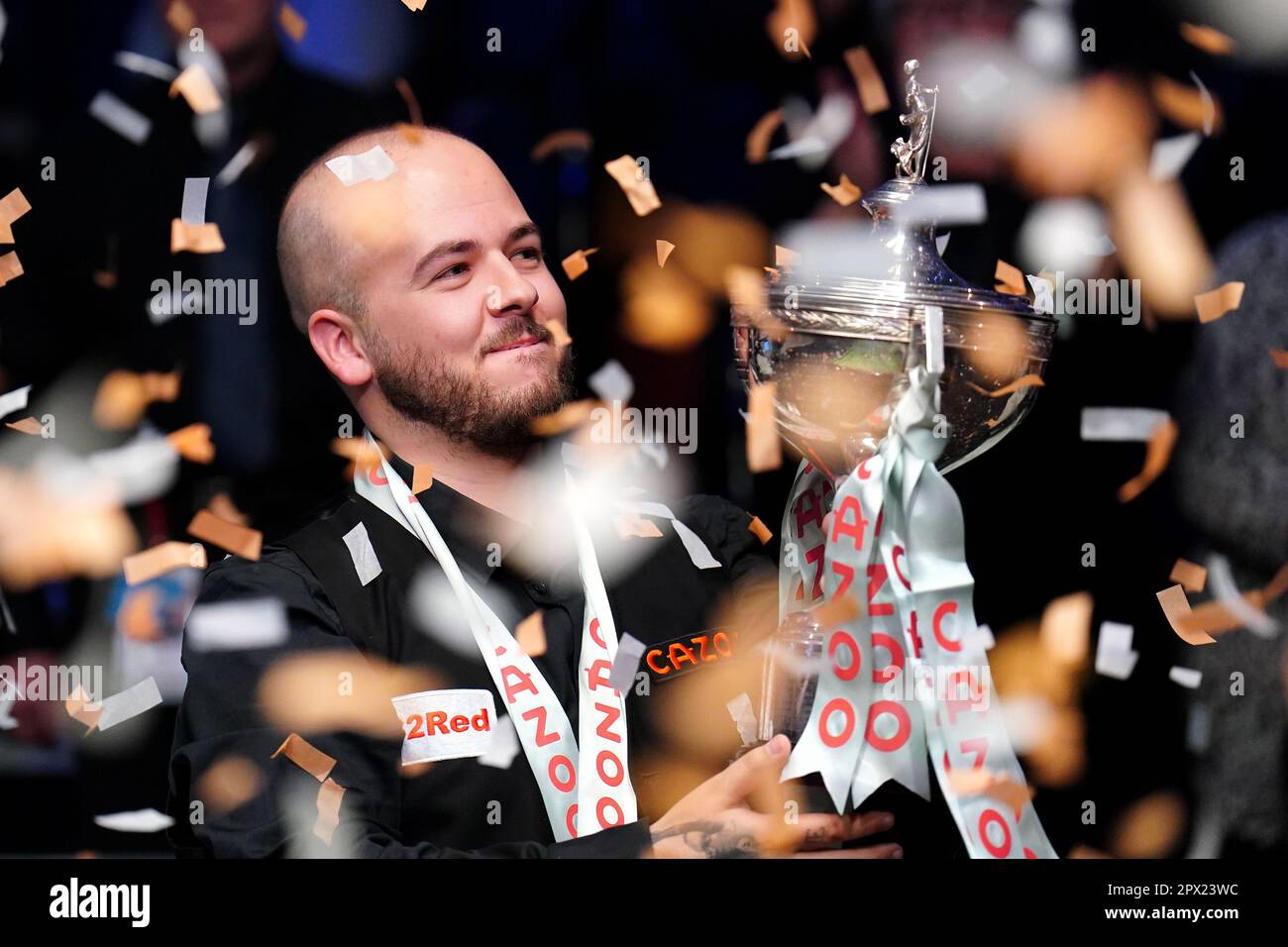 Luca Brecel celebrates after winning the final against Mark Selby (not ...
