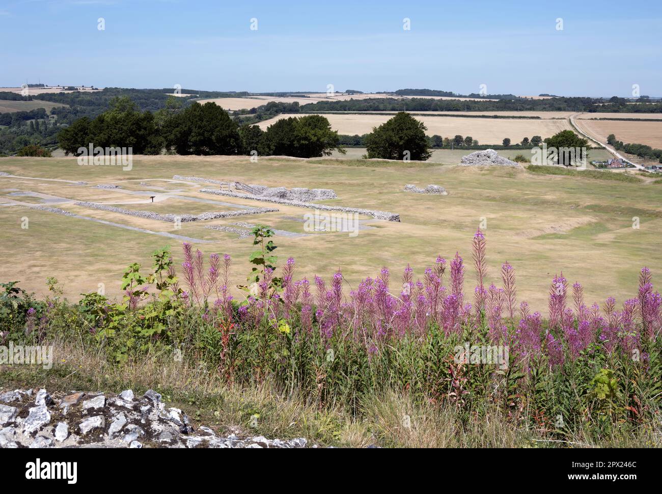 Ruins of Old Sarum cathedral in Salisbury on a summer afternoon ...