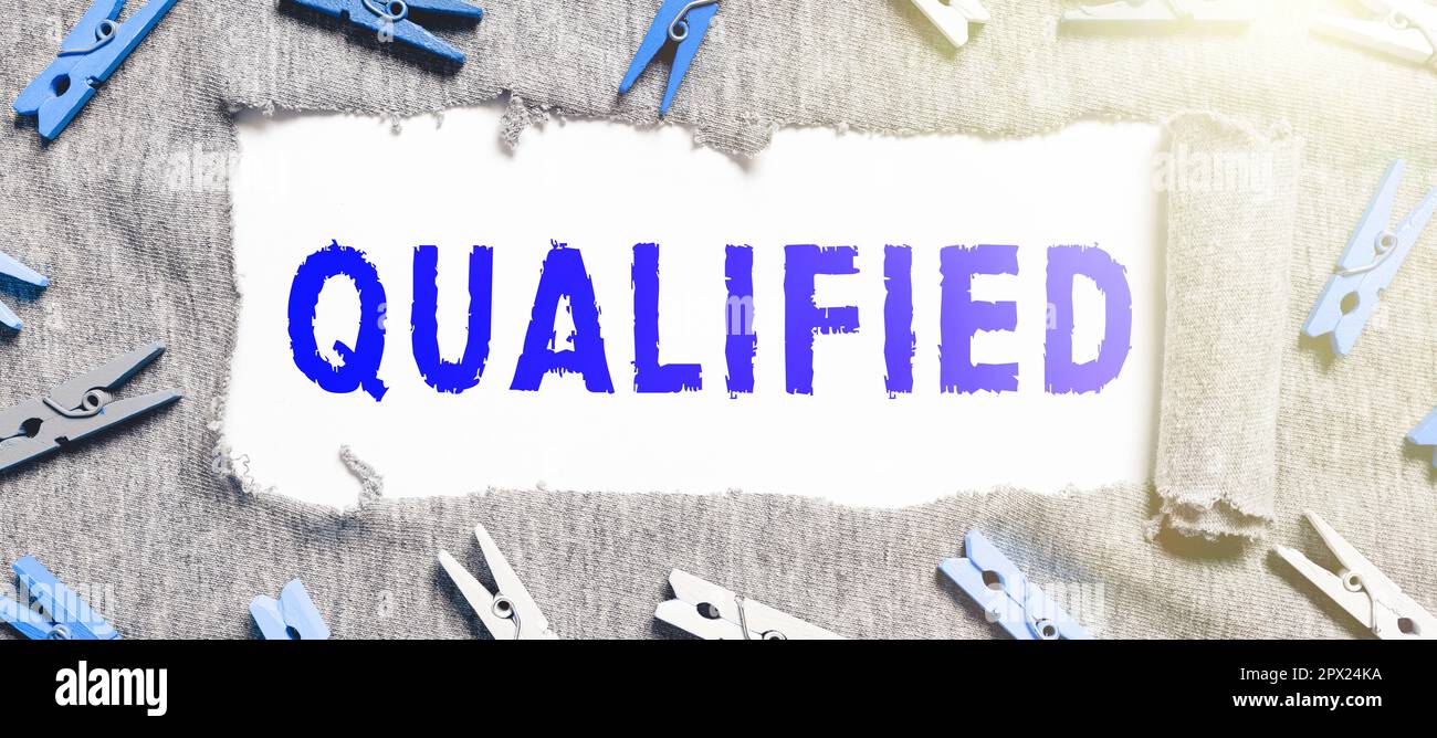 Writing Displaying Text Qualified Business Idea Officially Trained To Perform A Particular Job