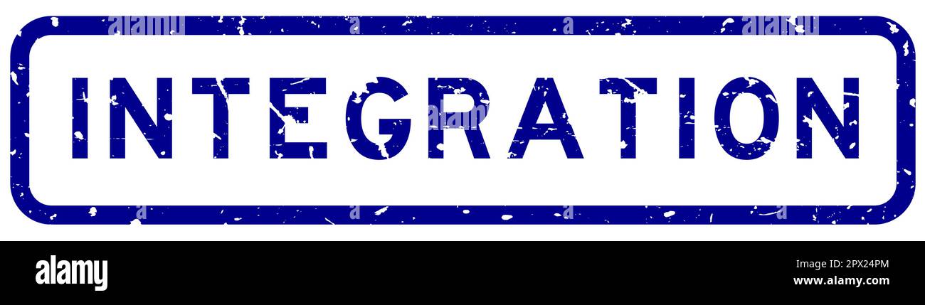 Grunge blue integration word square rubber seal stamp on white background Stock Vector Image ...