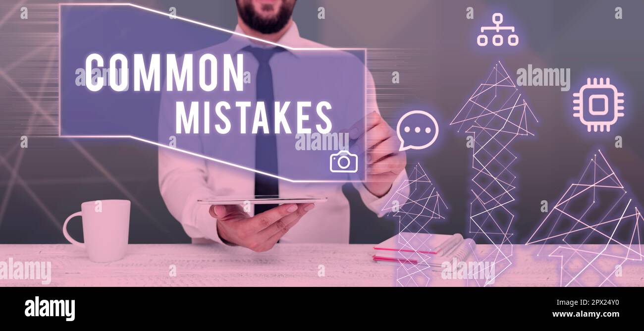 Hand writing sign Common Mistakes, Business idea actions that are often ...