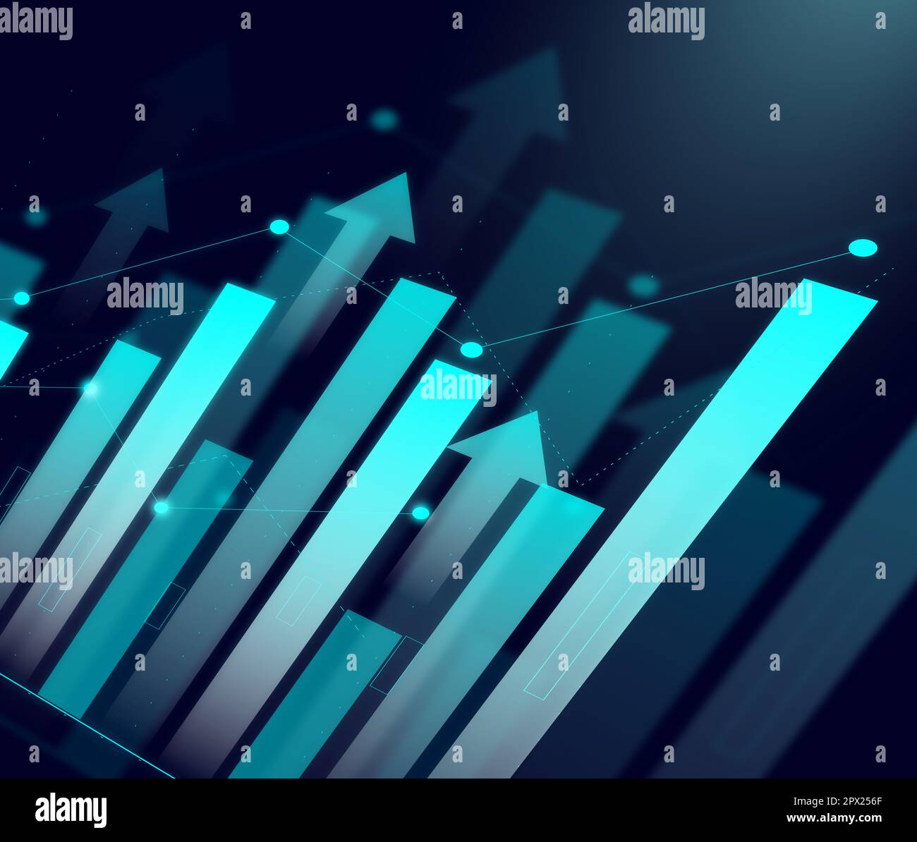 Financial chart with growing indicators, growth dynamics in business ...