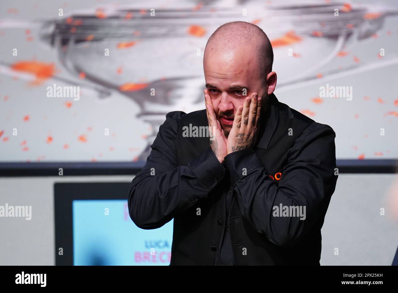 Luca Brecel celebrates after winning the final against Mark Selby (not ...