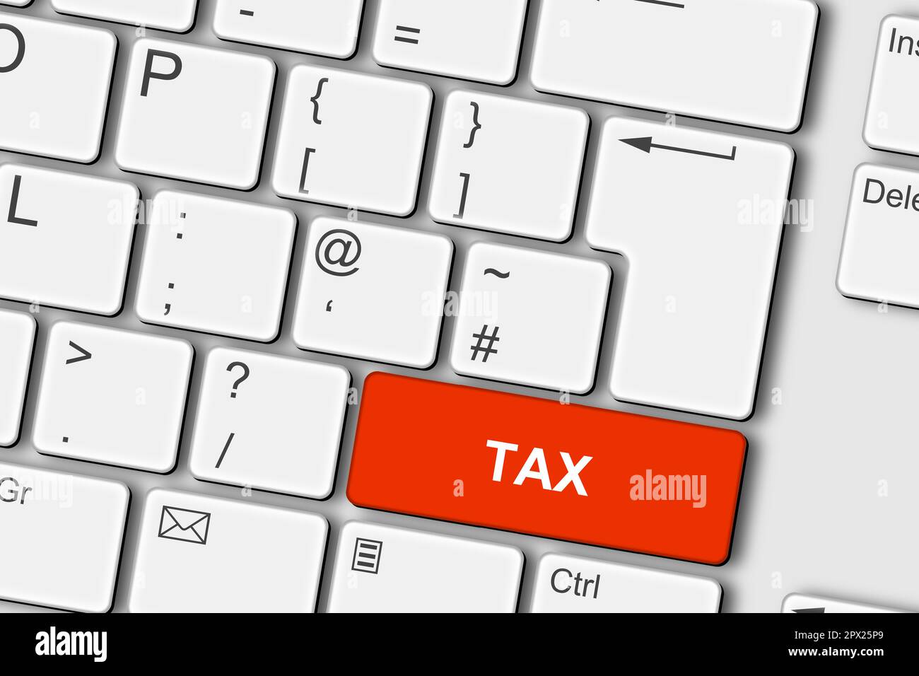 A Tax concept PC computer keyboard 3d illustration Stock Photo - Alamy