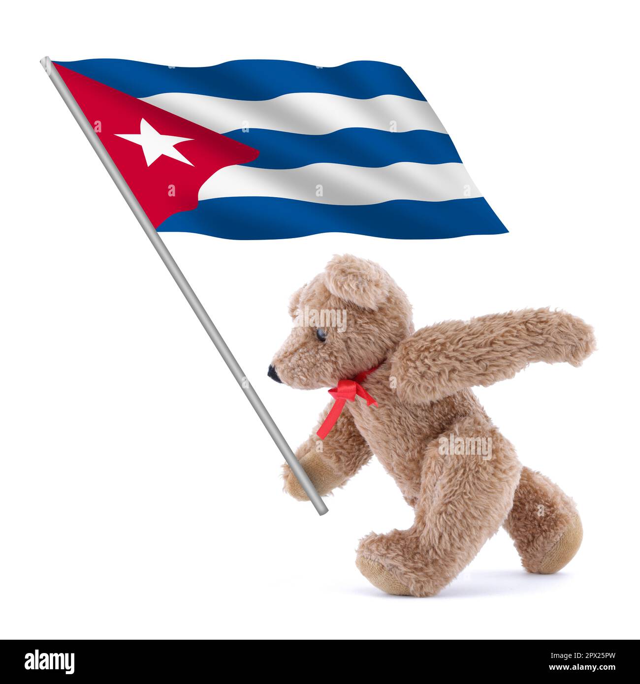 A Cuba flag being carried by a cute teddy bear Stock Photo - Alamy
