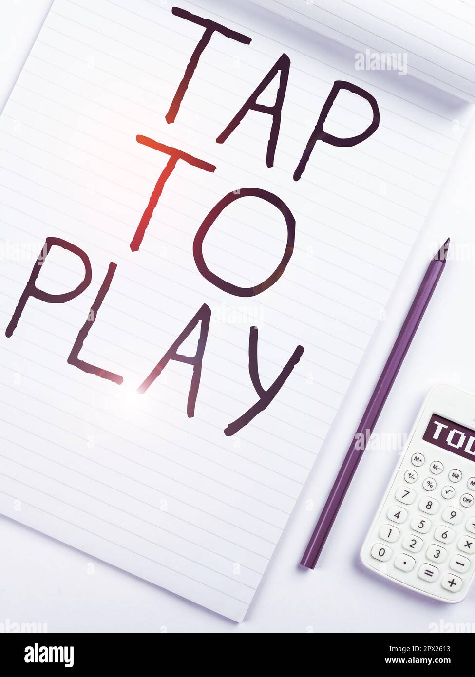 Text sign showing Tap To Play, Business overview Touch the screen to ...