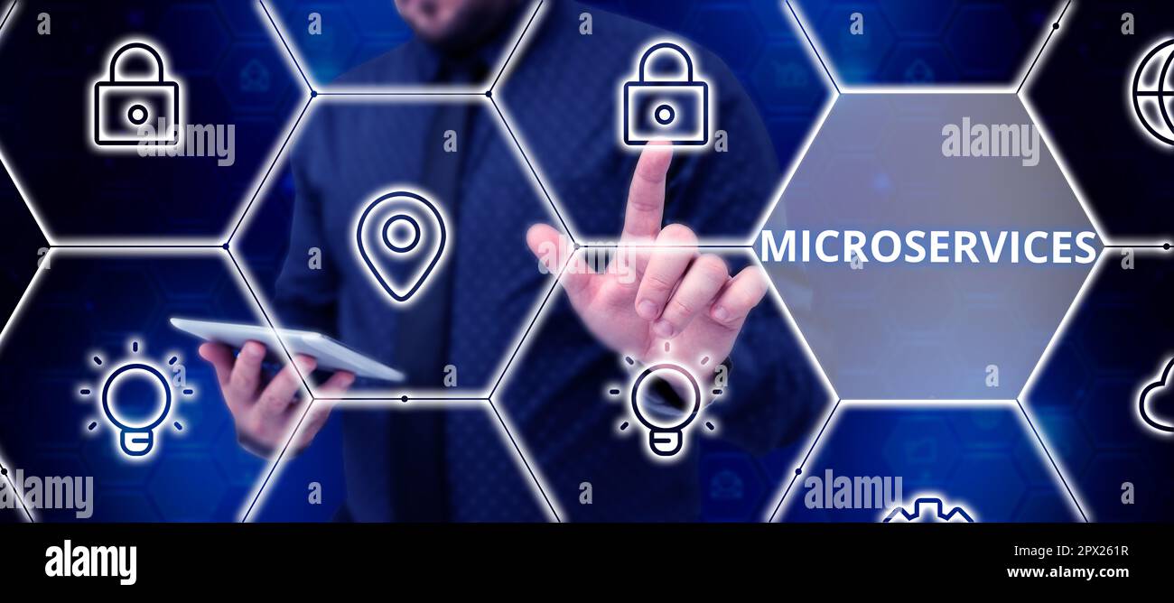 Conceptual display Microservices, Business concept Software development ...