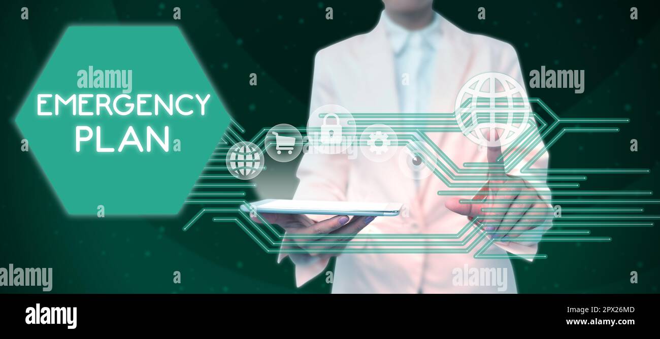 Sign displaying Emergency Plan, Internet Concept Procedures for ...