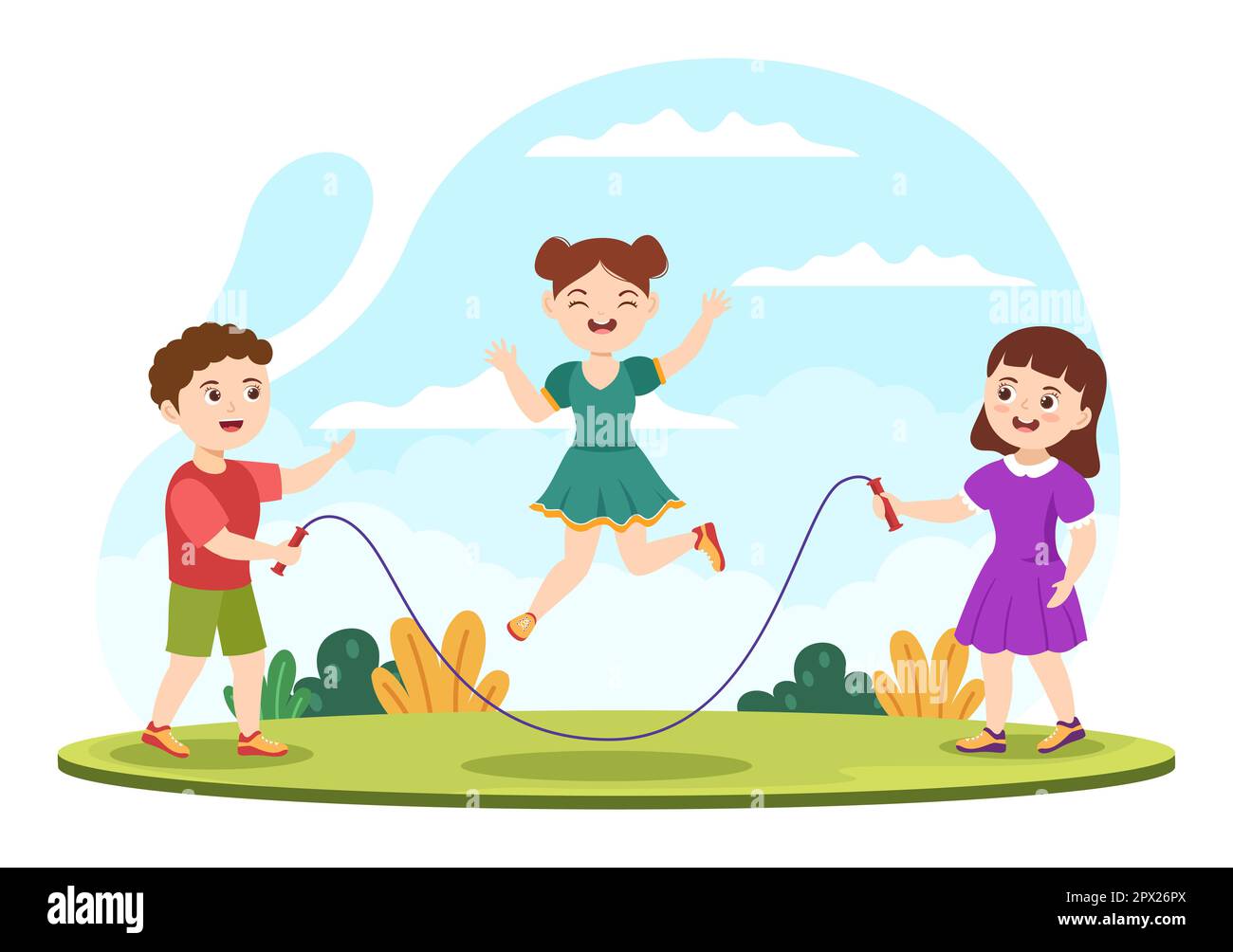 Jump Rope Illustration with Kids Playing Skipping Wear Sportswear in ...