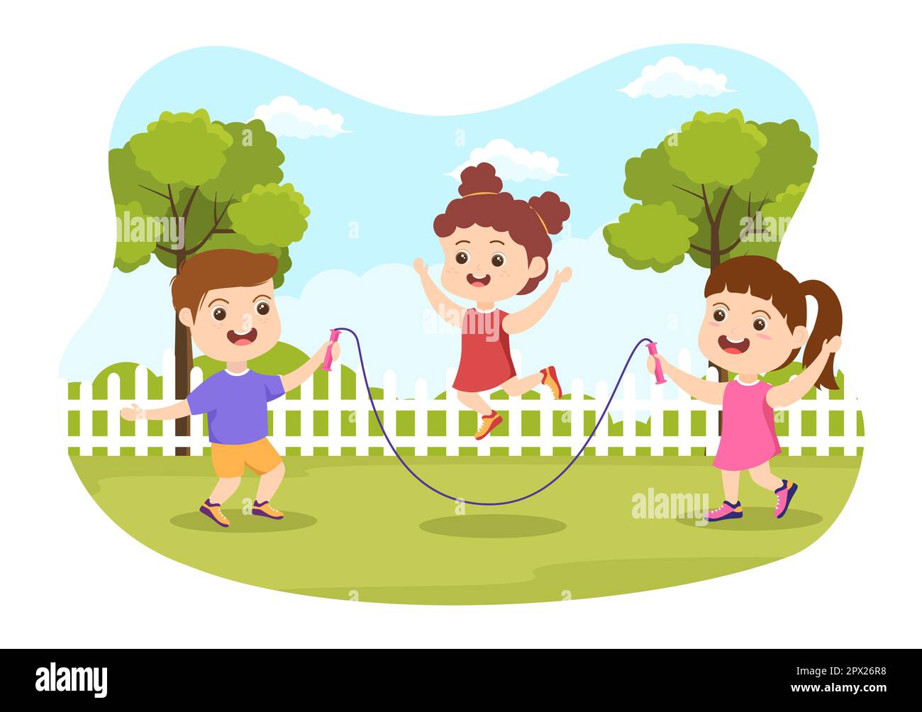 Jump Rope Illustration with Kids Playing Skipping Wear Sportswear in ...