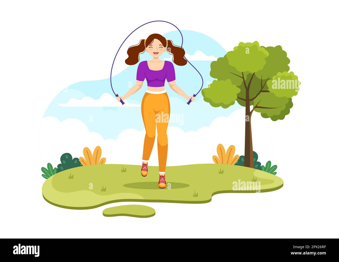 Jump Rope Illustration with People Playing Skipping Wear Sportswear in ...