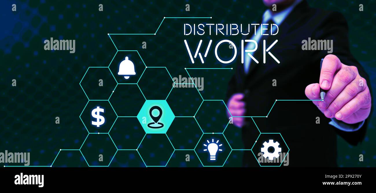 Text Showing Inspiration Distributed Work Word Written On Practiced By Enterprises Using