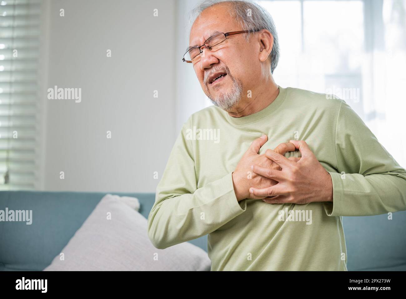 Asian older man have congenital disease suffering from heartache alone ...
