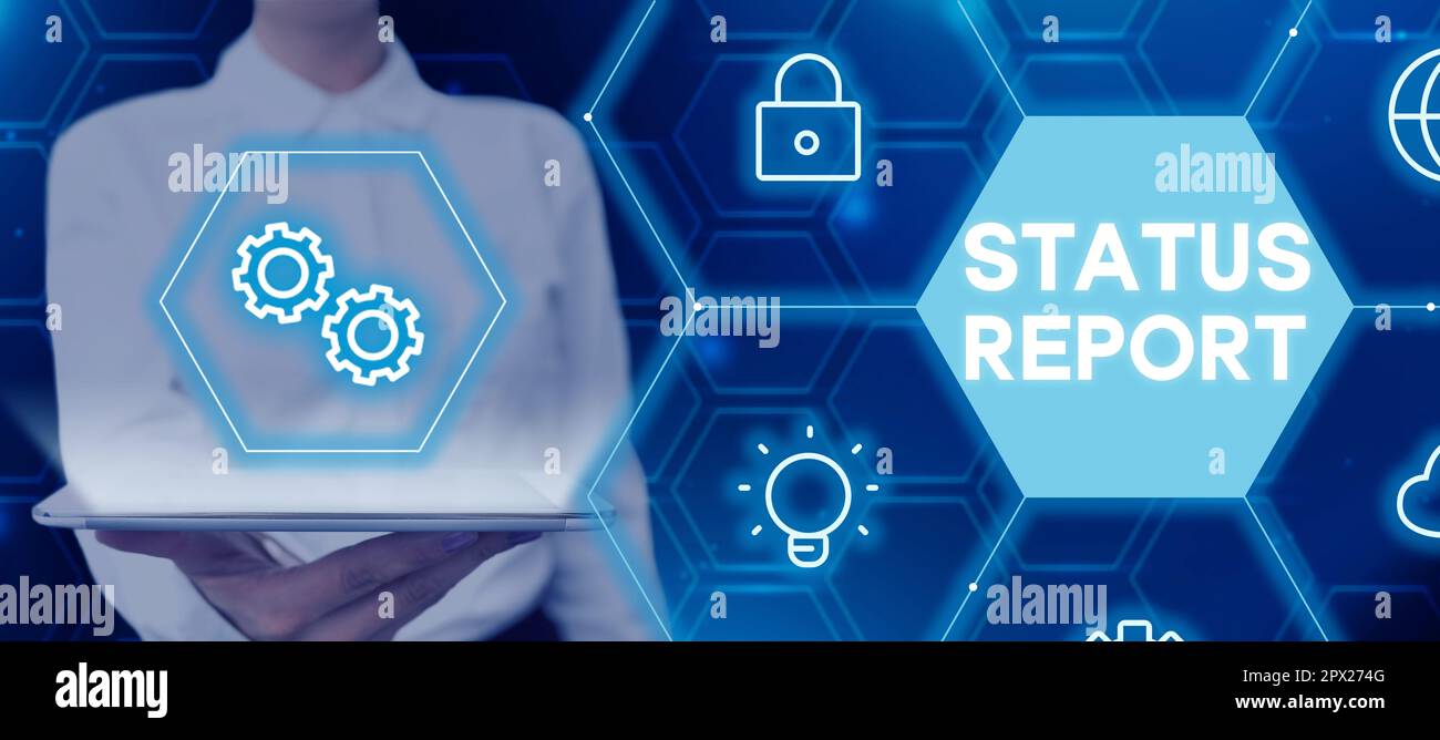 Inspiration showing sign Status Report, Word Written on Update Summary ...