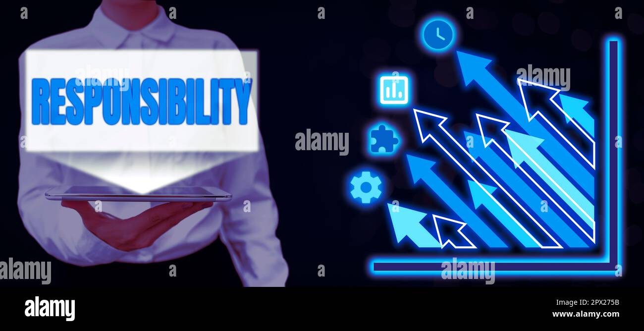 Hand writing sign Responsibility, Concept meaning Having control over ...