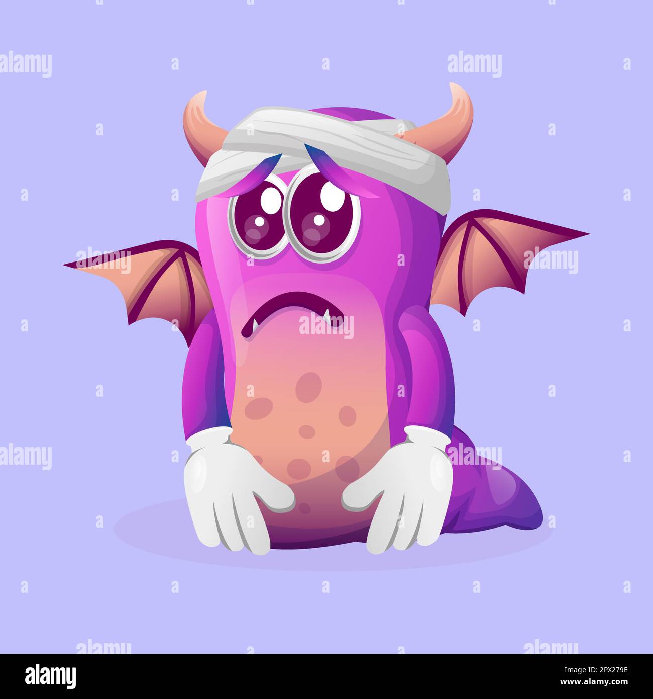 Cute purple monster recovery from injury. Perfect for kids, small ...