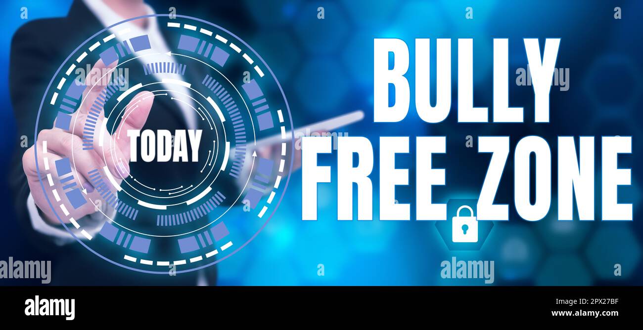 Sign displaying Bully Free Zone, Word Written on Be respectful to other ...