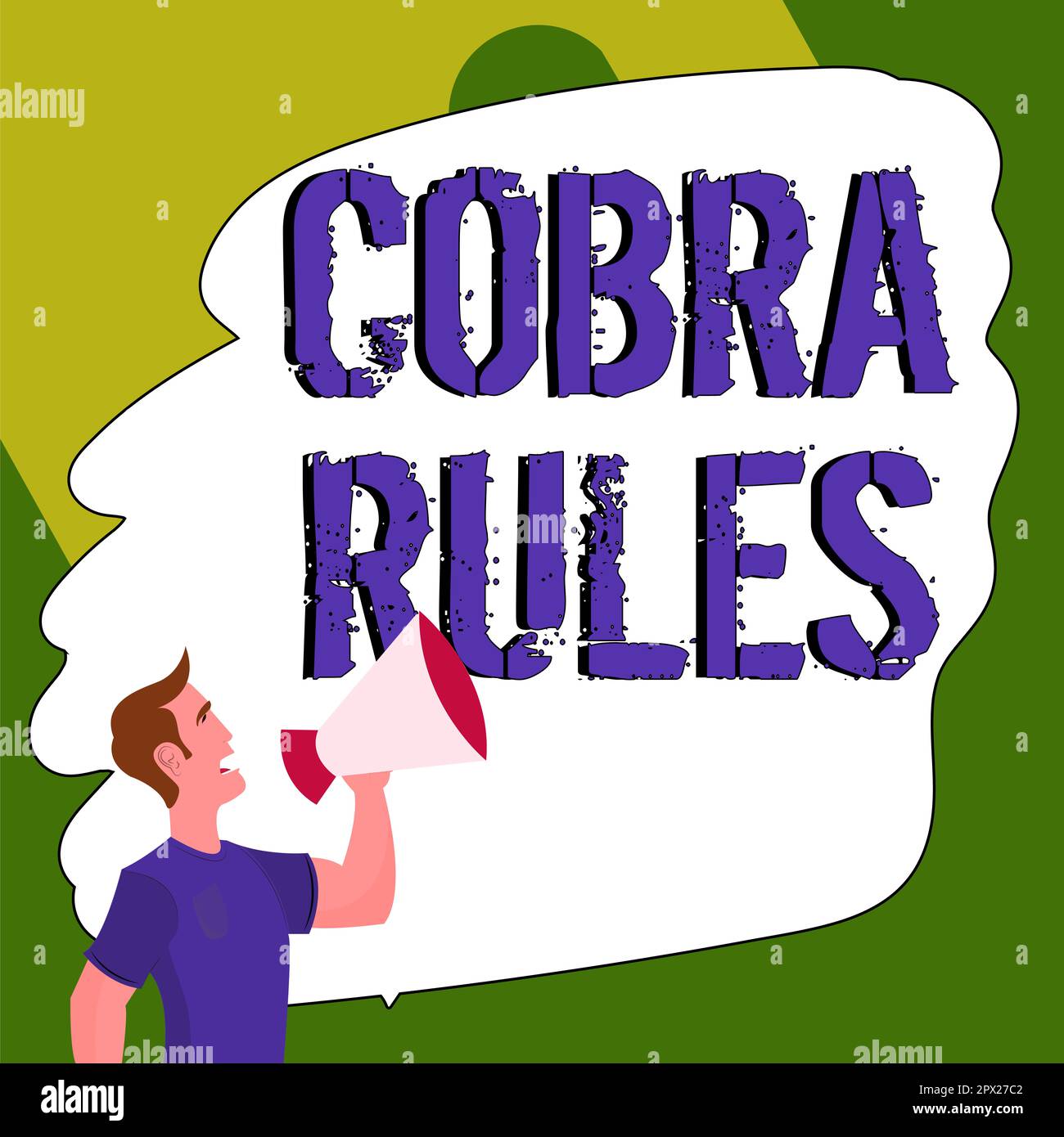 Hand writing sign Cobra Rules, Business concept gives workers who lose ...