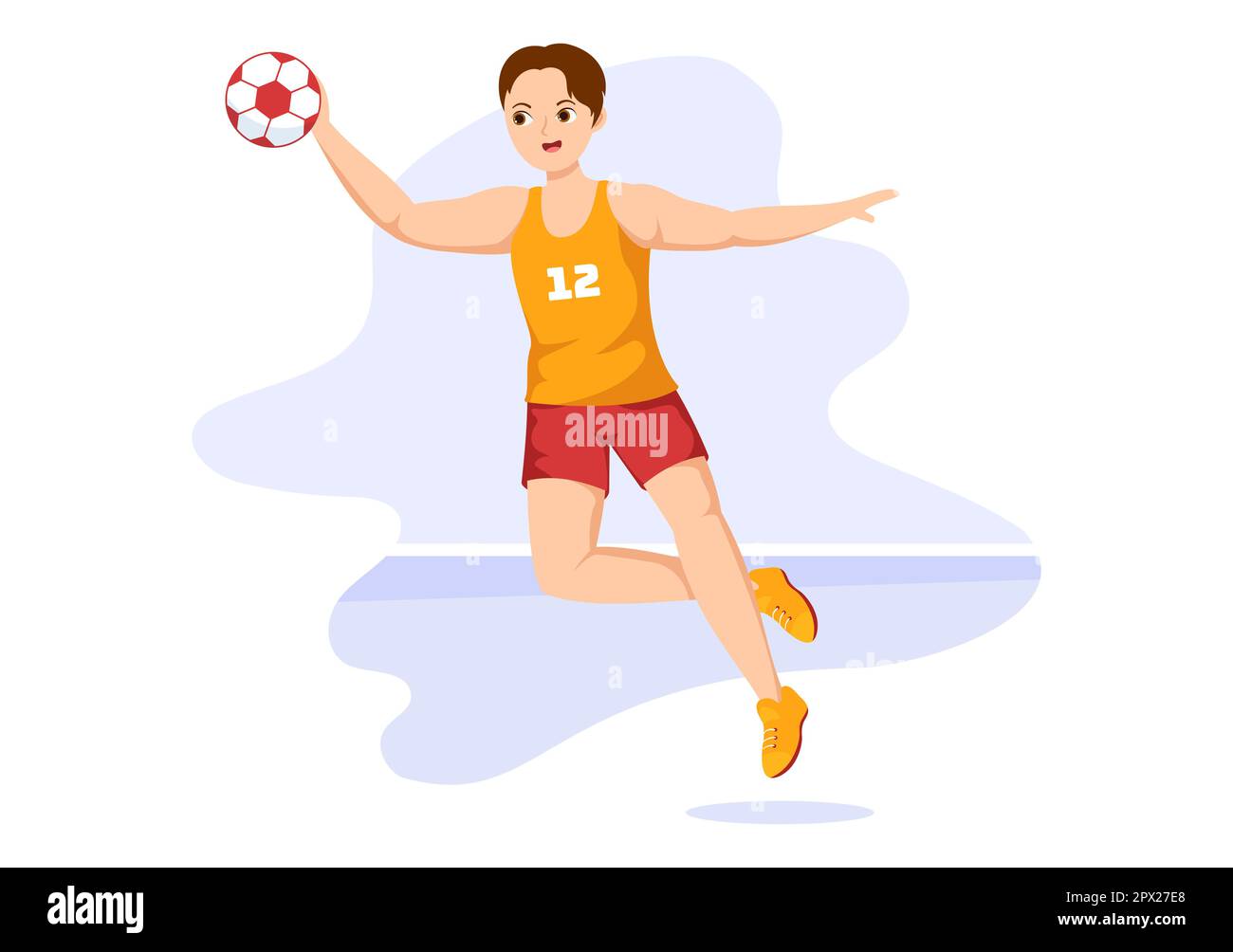 Handball Illustration of a Player Touching the Ball with His Hand and ...