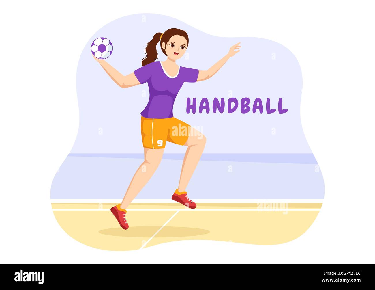 Handball Illustration of a Player Touching the Ball with His Hand and ...