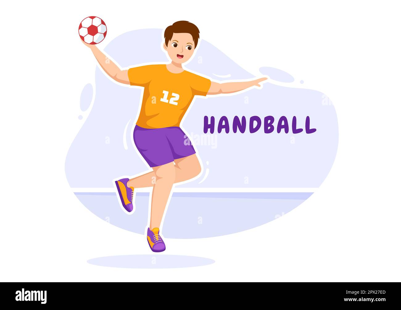 Handball Illustration of a Player Touching the Ball with His Hand and ...