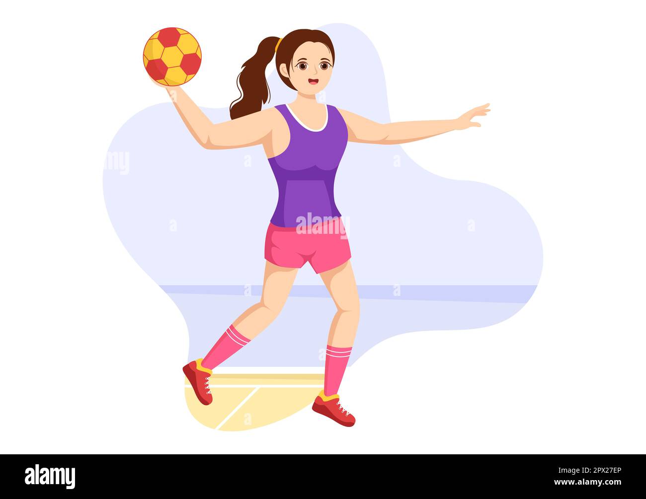 Handball Illustration of a Player Touching the Ball with His Hand and ...