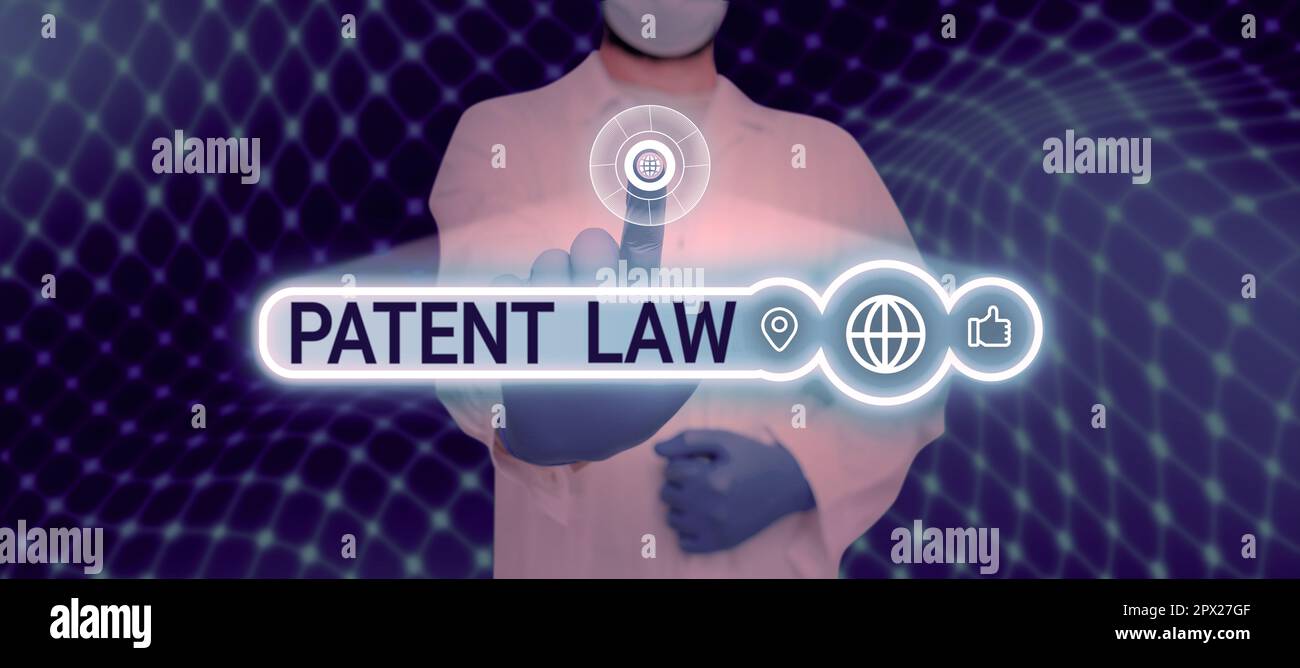 Hand writing sign Patent Law, Word Written on deals with an inventor's ...