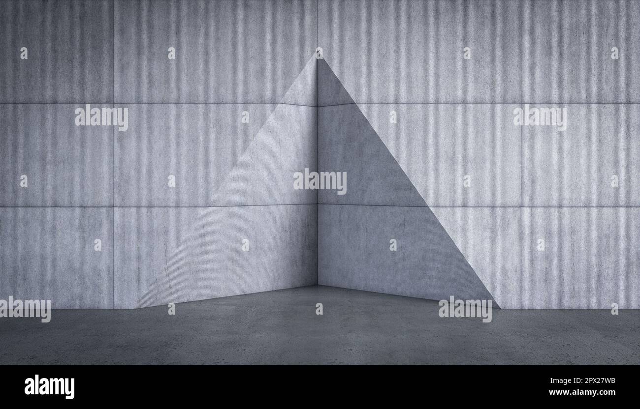 abstract concrete architecture with triangular niche. 3d render Stock ...