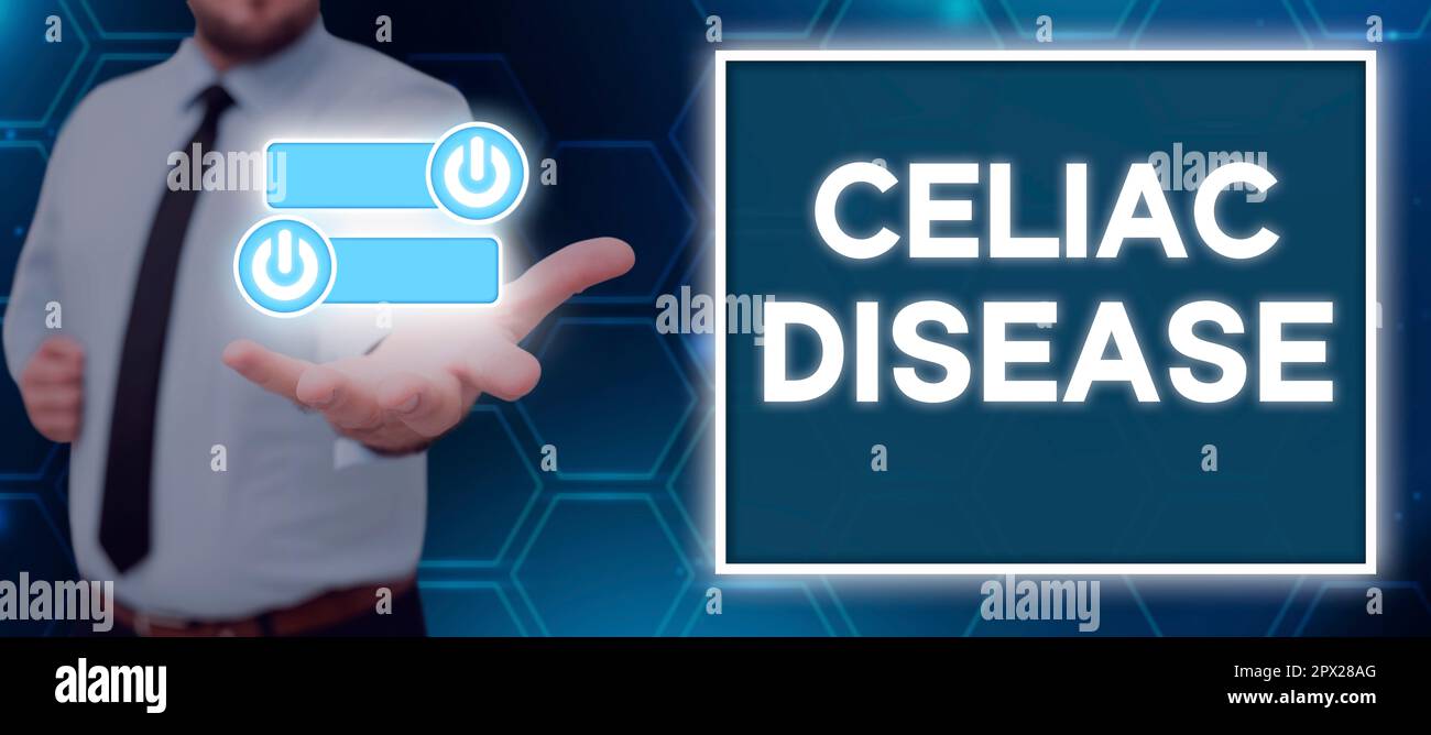Handwriting text Celiac Disease, Internet Concept Small intestine is ...