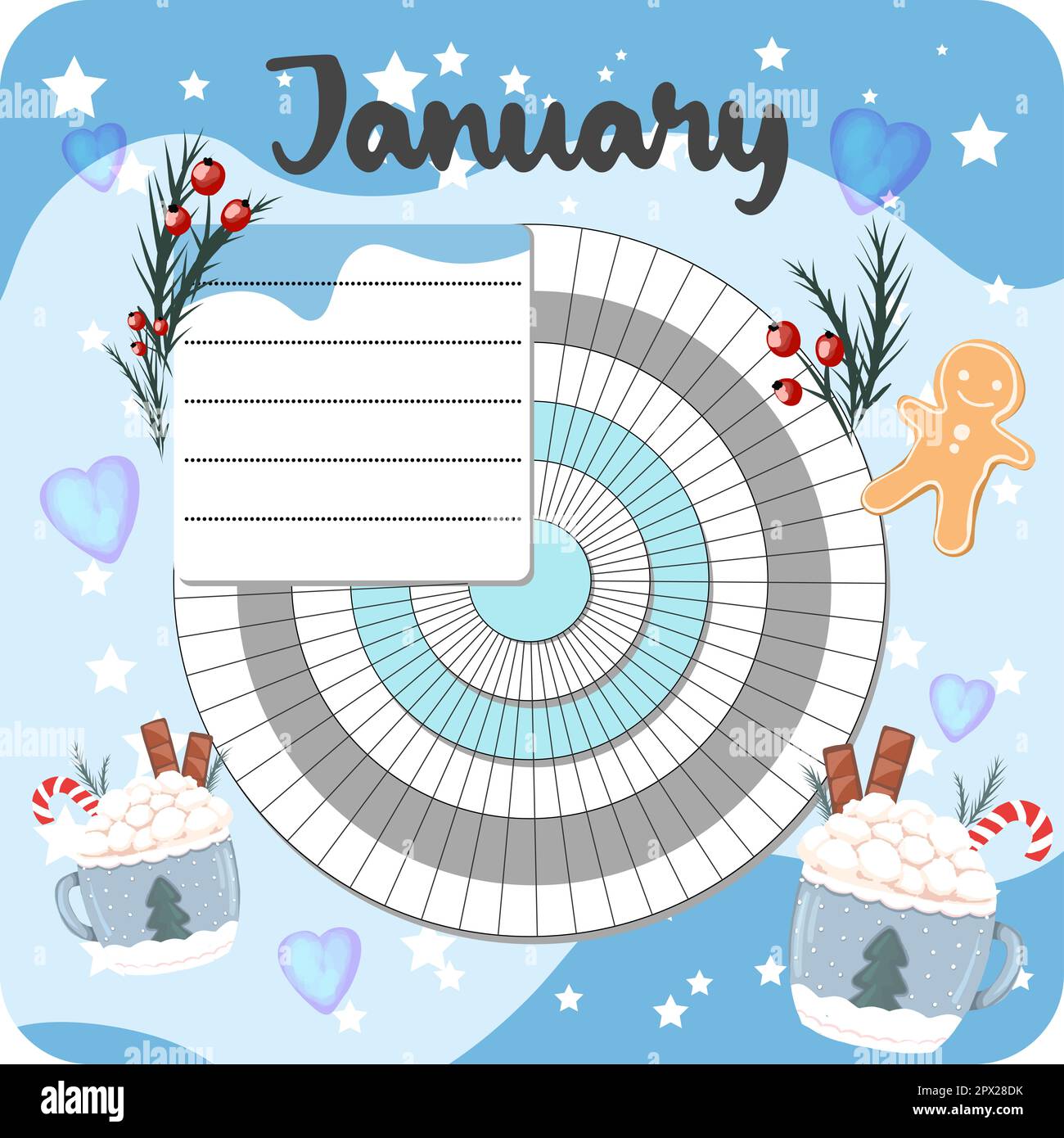January monthly planner, weekly planner, habit tracker template and ...