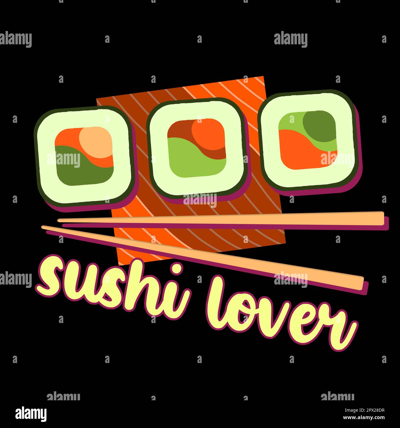 Sushi logo.Sushi lover black background Stock Photo - Alamy