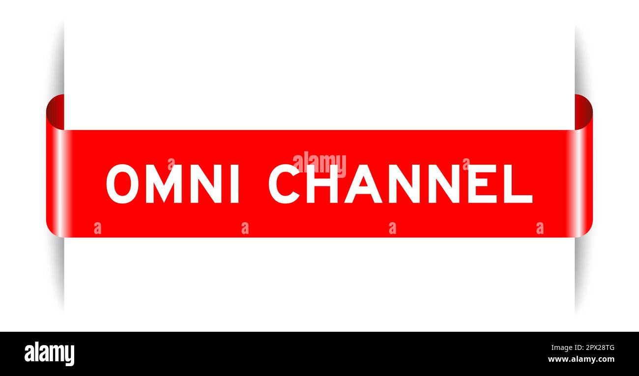 Red color inserted label banner with word omni channel on white ...
