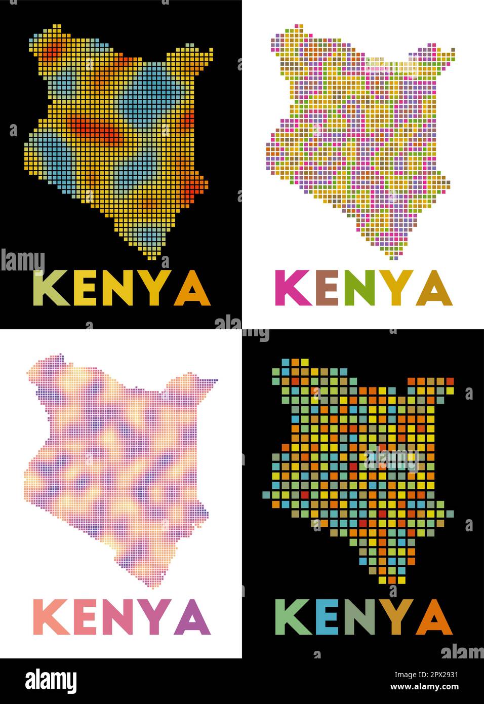 Kenya map. Collection of maps of Kenya in dotted style. Borders of the ...