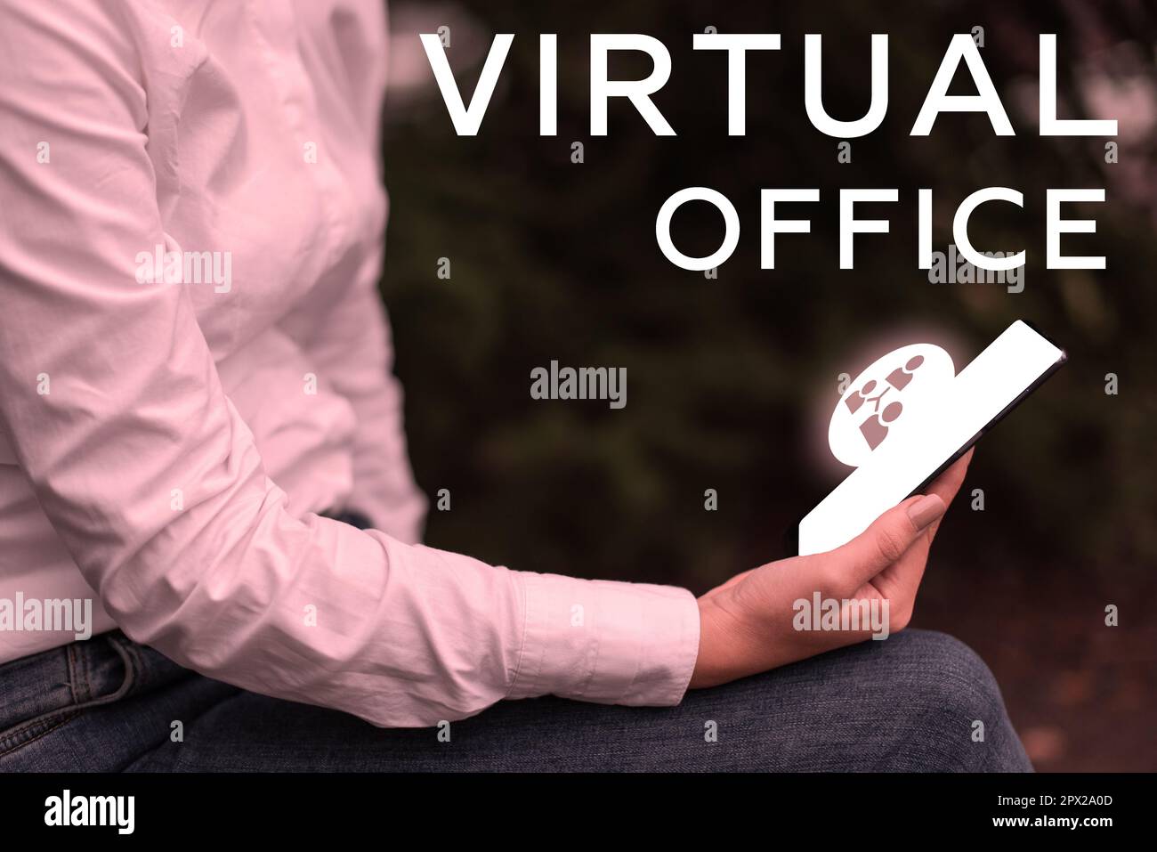 Sign displaying Virtual Office, Business approach Mobile work ...