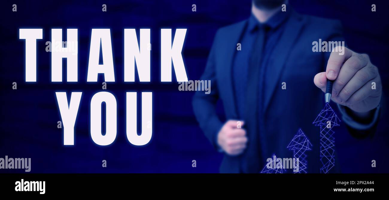 Sign displaying Thank You, Business approach replaying on something ...