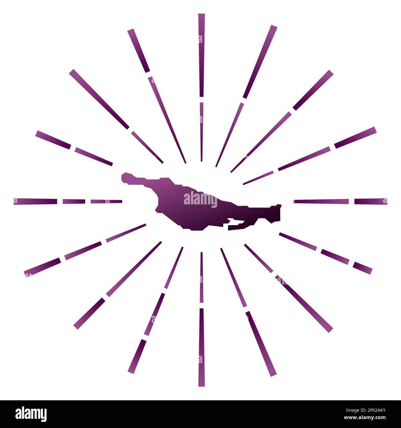 Little San Salvador Island gradiented sunburst. Border map with ...