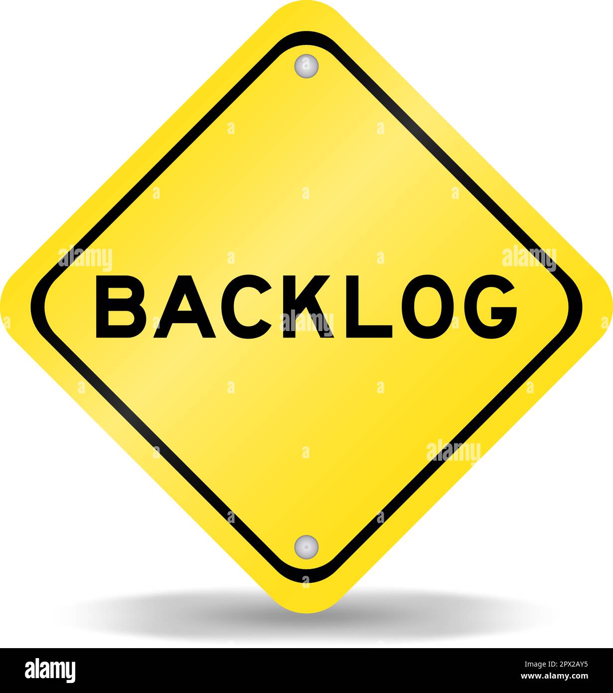 Yellow color transportation sign with word backlog on white background ...