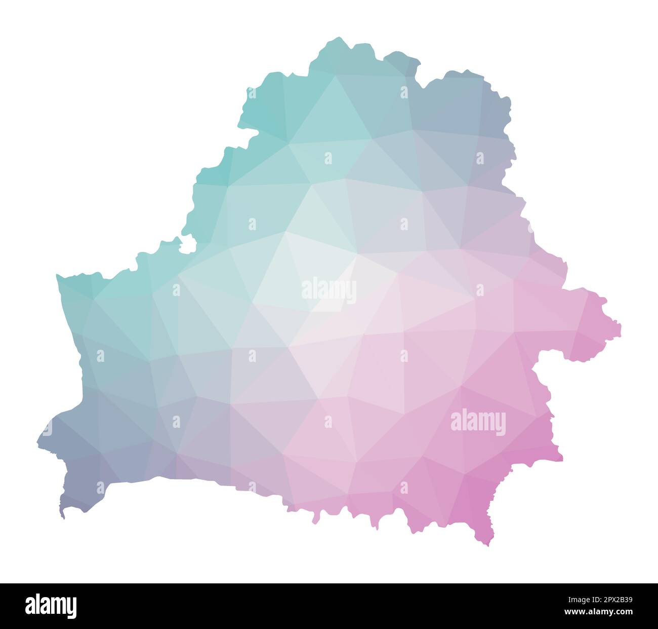 Polygonal map of Belarus. Geometric illustration of the country in ...
