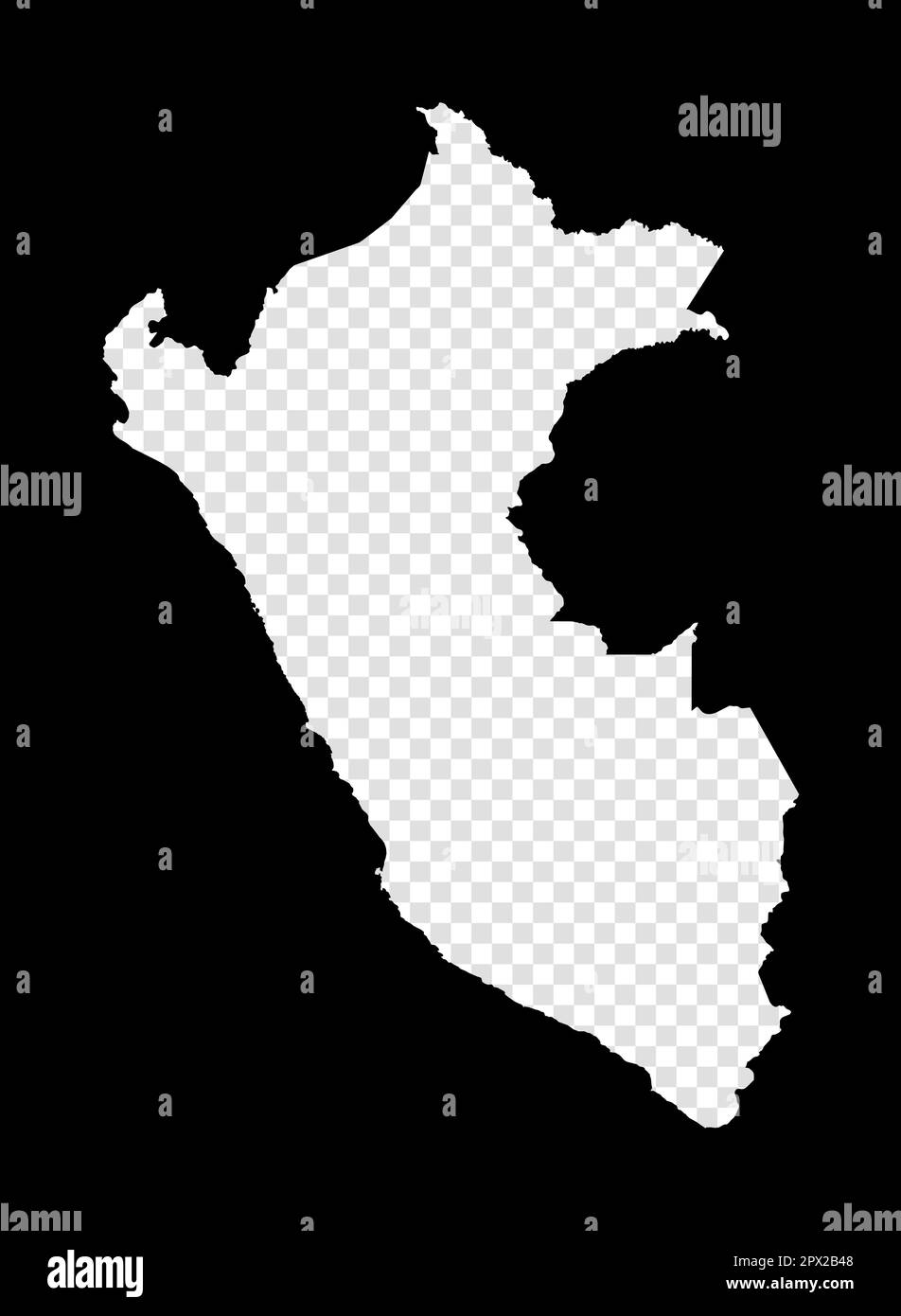 Stencil map of Peru. Simple and minimal transparent map of Peru. Black ...