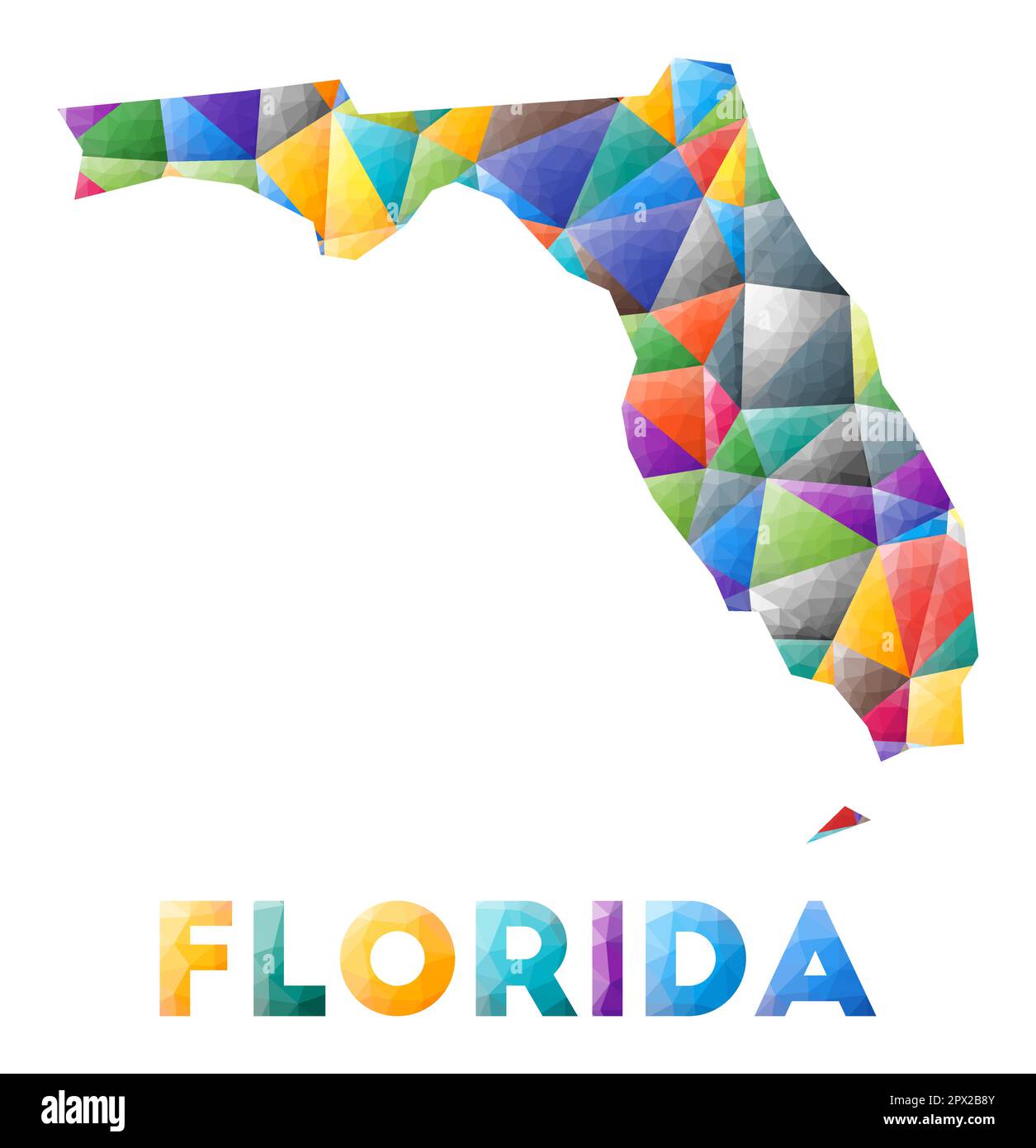 Florida - colorful low poly US state shape. Multicolor geometric ...