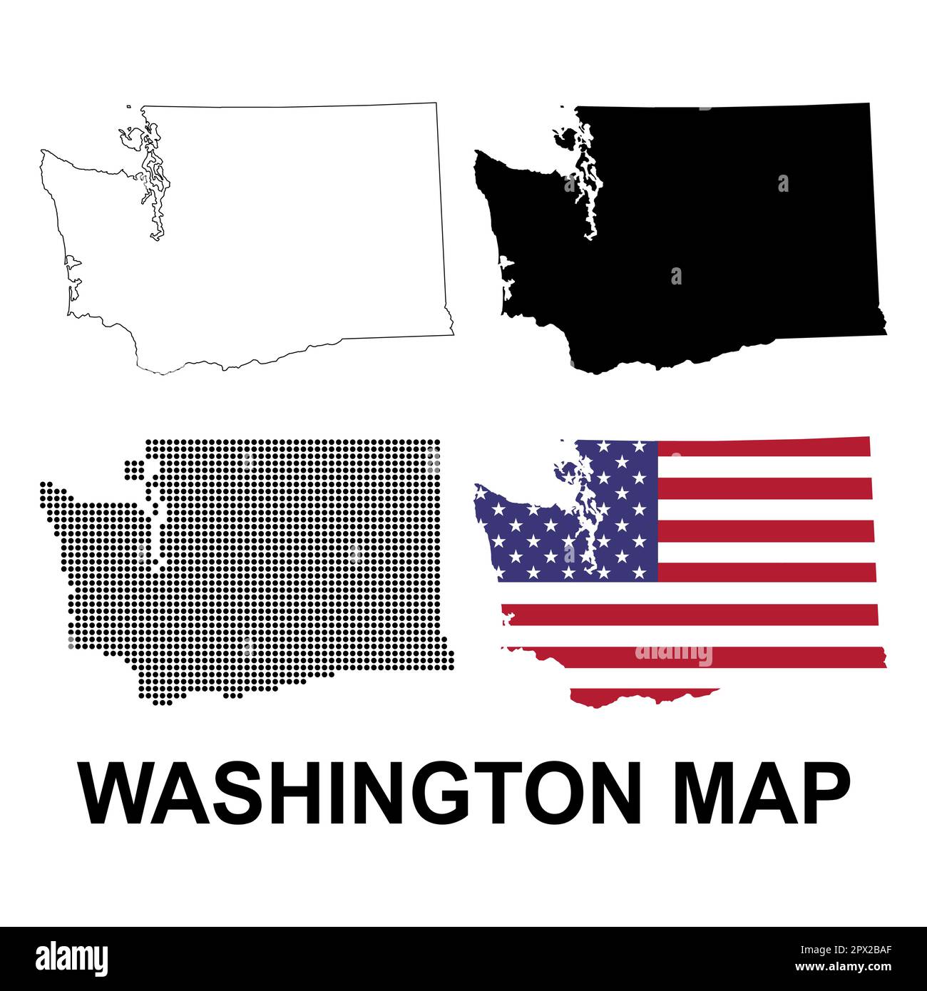 Set of Washington map shape, united states of america. Flat concept ...