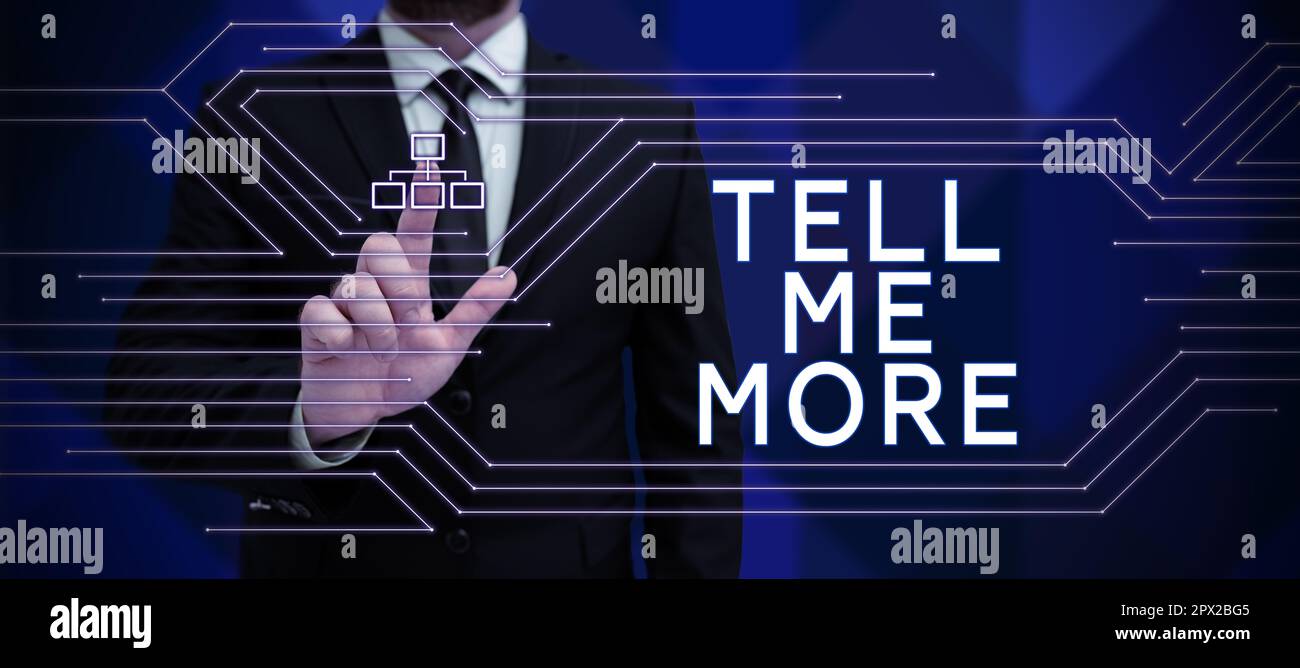 Text caption presenting Tell Me More, Business showcase A call to start ...