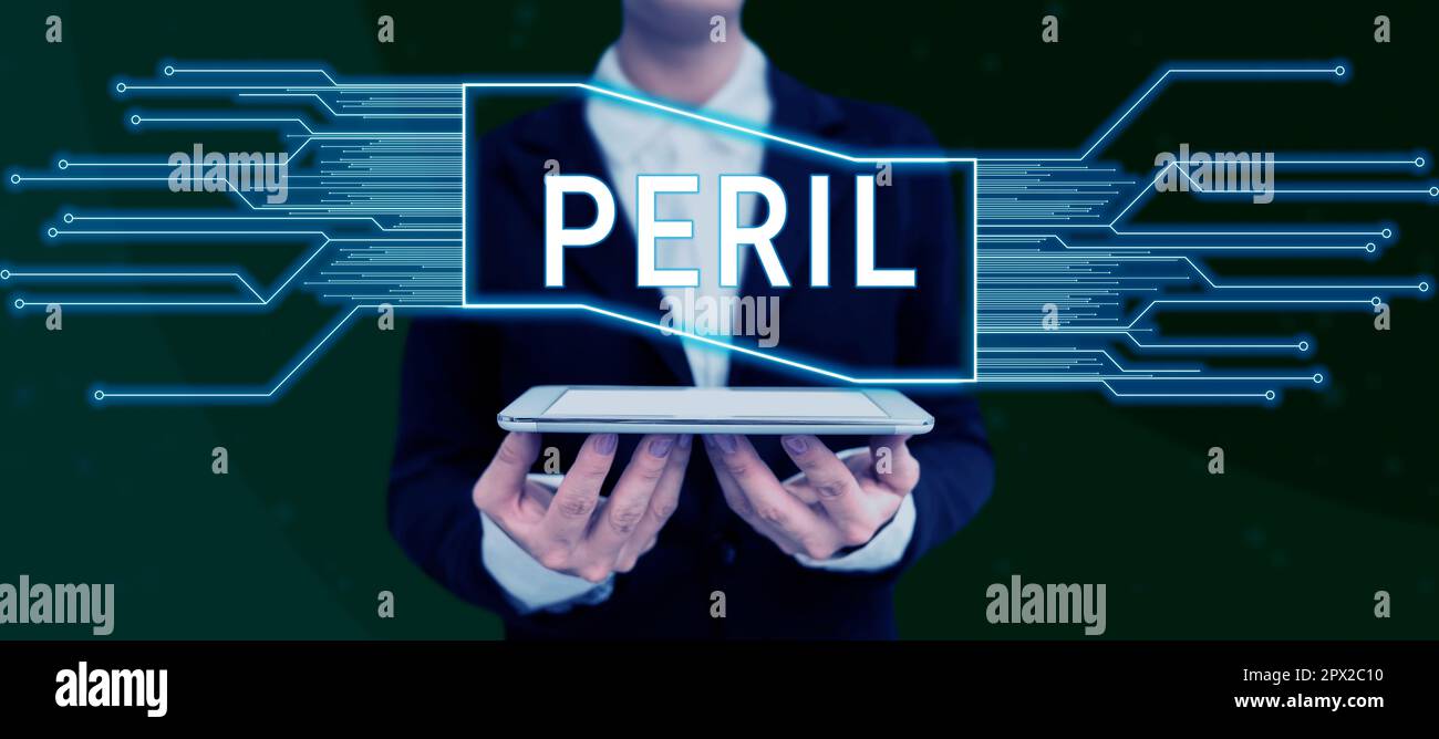 Text showing inspiration Peril, Concept meaning indicates something ... Text showing inspiration Peril, Concept meaning indicates something ...