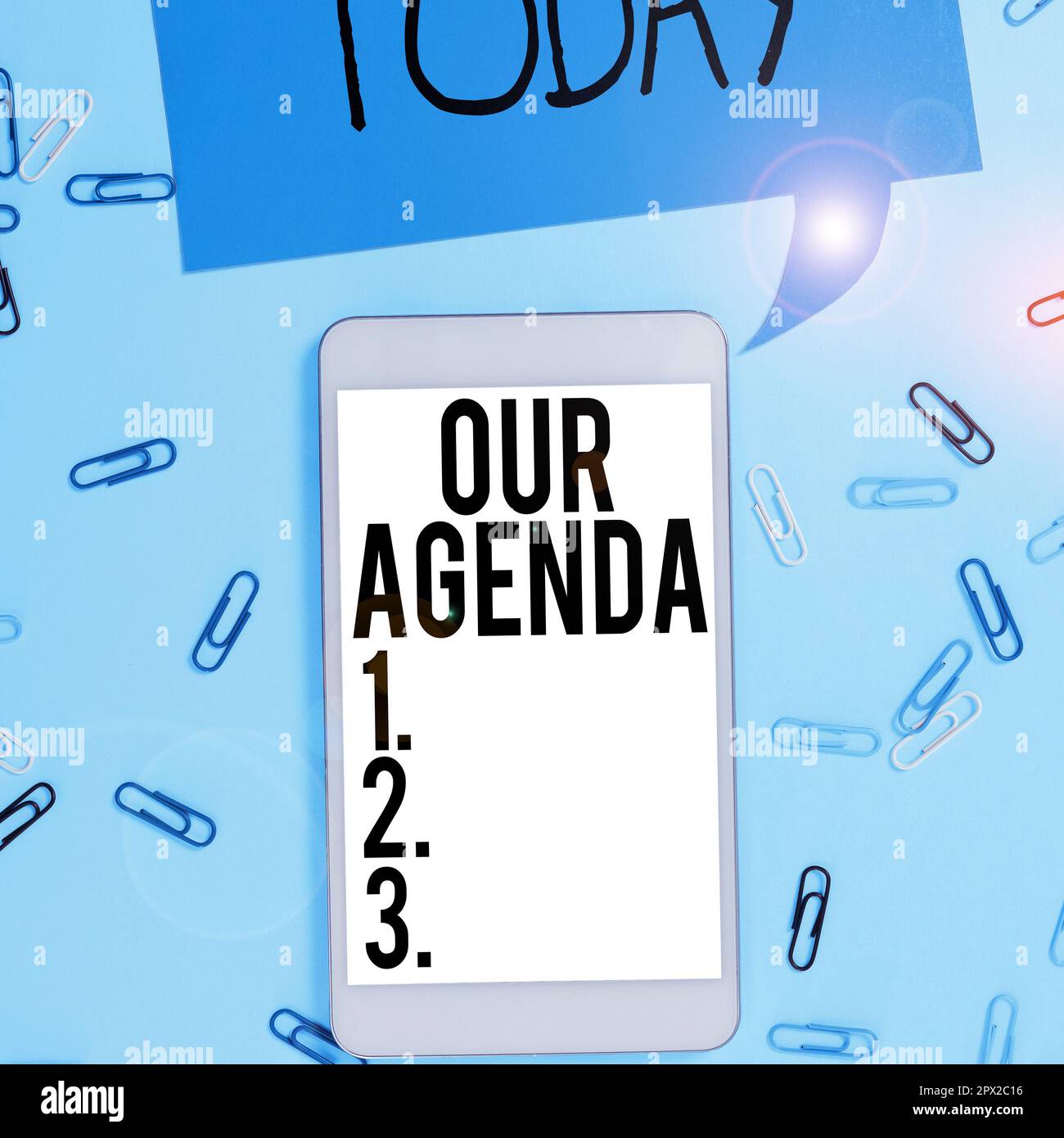 Handwriting text Our Agenda, Word for Personal schedule reminders ...